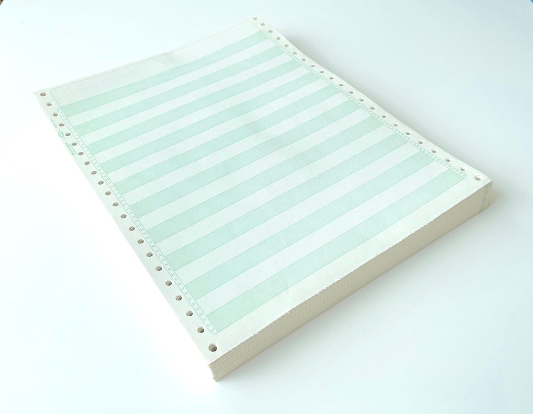 Vintage Green Bar Continuous Feed Computer Paper - Etsy