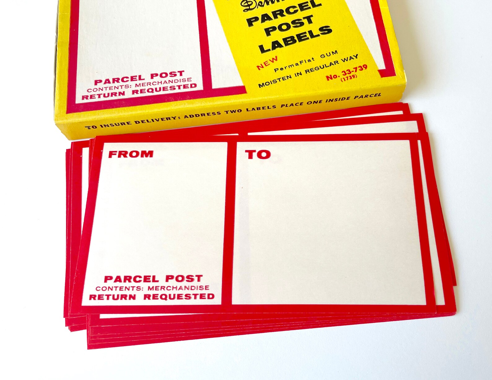 Vintage Dennison Parcel Post Labels Red Bordered Gummed - Etsy