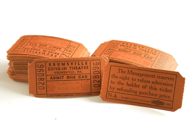 Vintage Drive-in Theatre Tickets - in Orange From Krumsville, PA - Etsy