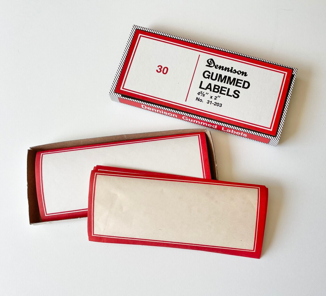 Full Box of Vintage Dennison Labels Red Bordered Gummed - Etsy