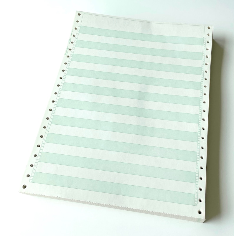 Vintage Green Bar Continuous Feed Computer Paper - Etsy