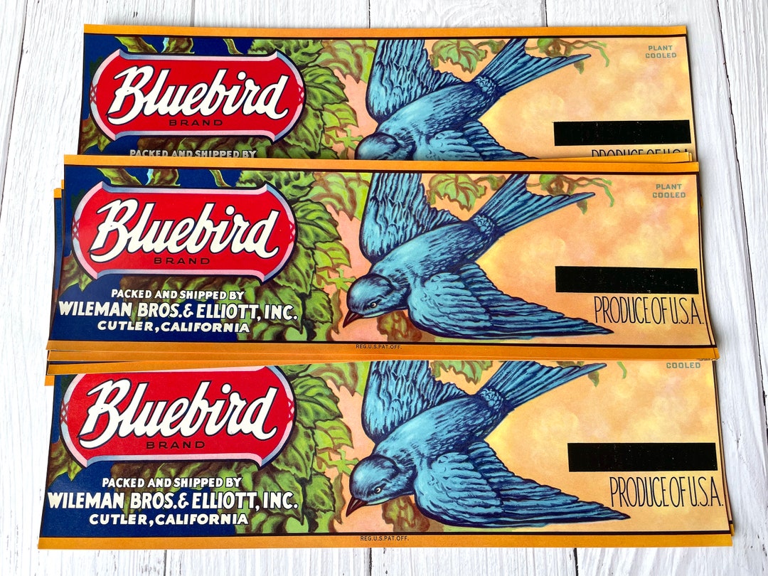 Vintage Crate Labels - Bluebird Brand Produce Labels - Etsy