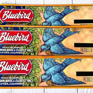 Vintage Crate Labels - Bluebird Brand Produce Labels - Etsy