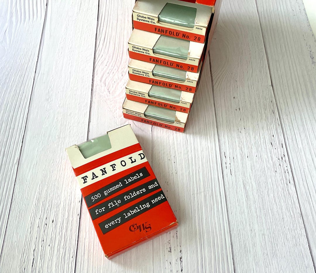 Box of Vintage Gummed Typewriter Labels - Green Fanfold File Labels - Etsy