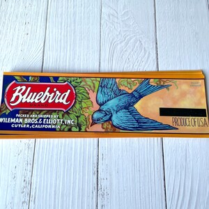 Vintage Crate Labels - Bluebird Brand Produce Labels - Etsy