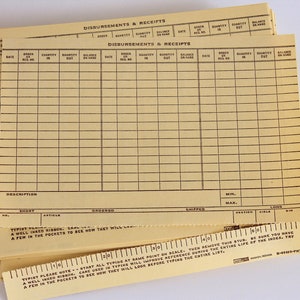 Vintage Disbursement Form Cards - Printed Index Cards in Buff - Etsy