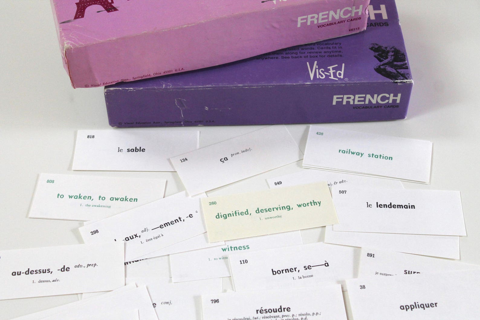 Vintage mini Flashcards French Vocabulary Cards | Etsy