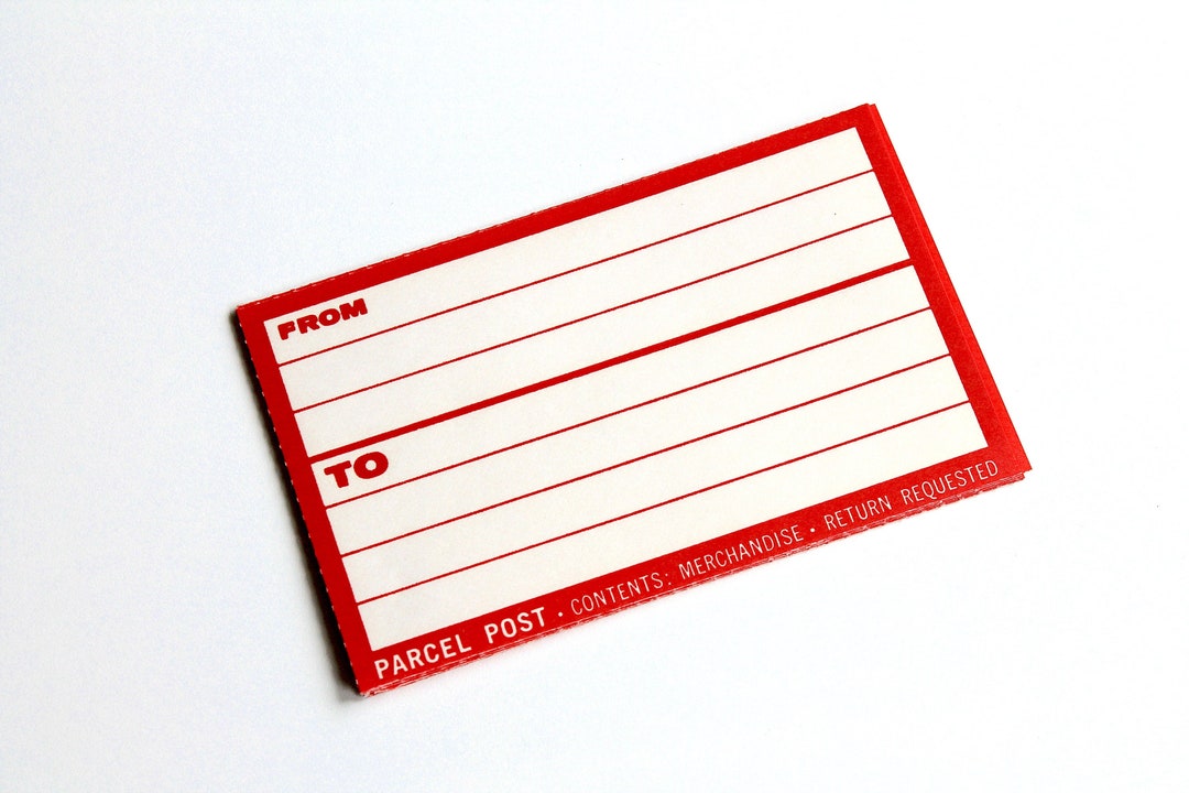 Vintage Dennison Parcel Post Labels - No. 33-734 Red Bordered, Lined ...