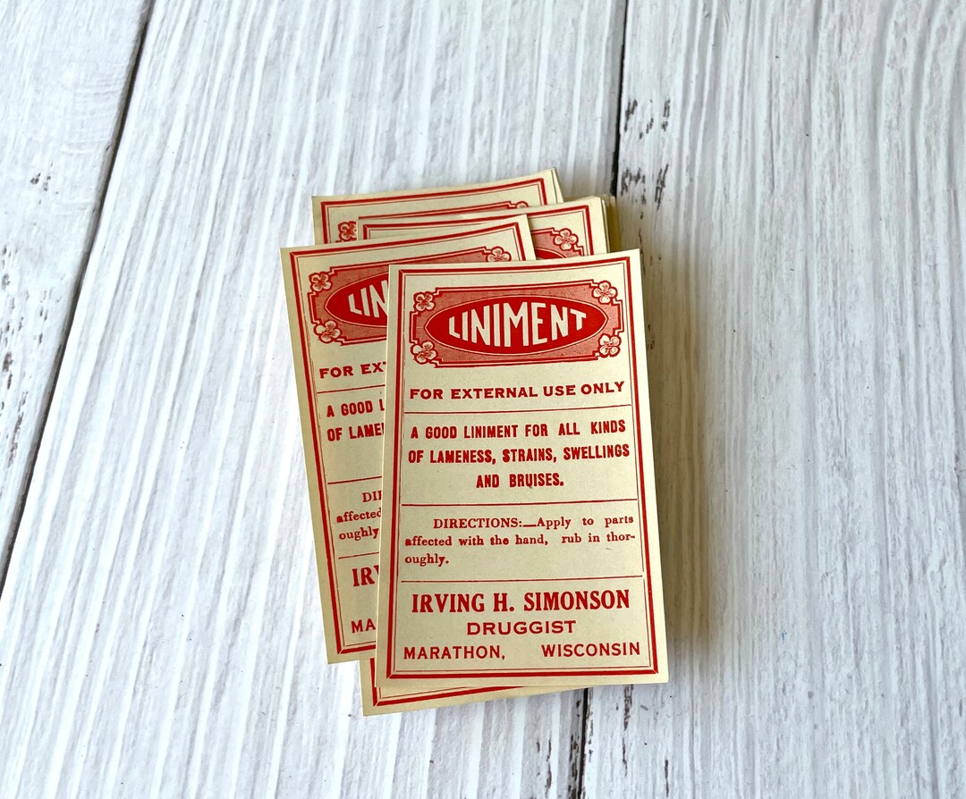 Antique Apothecary Labels - Red Liniment Labels - Etsy