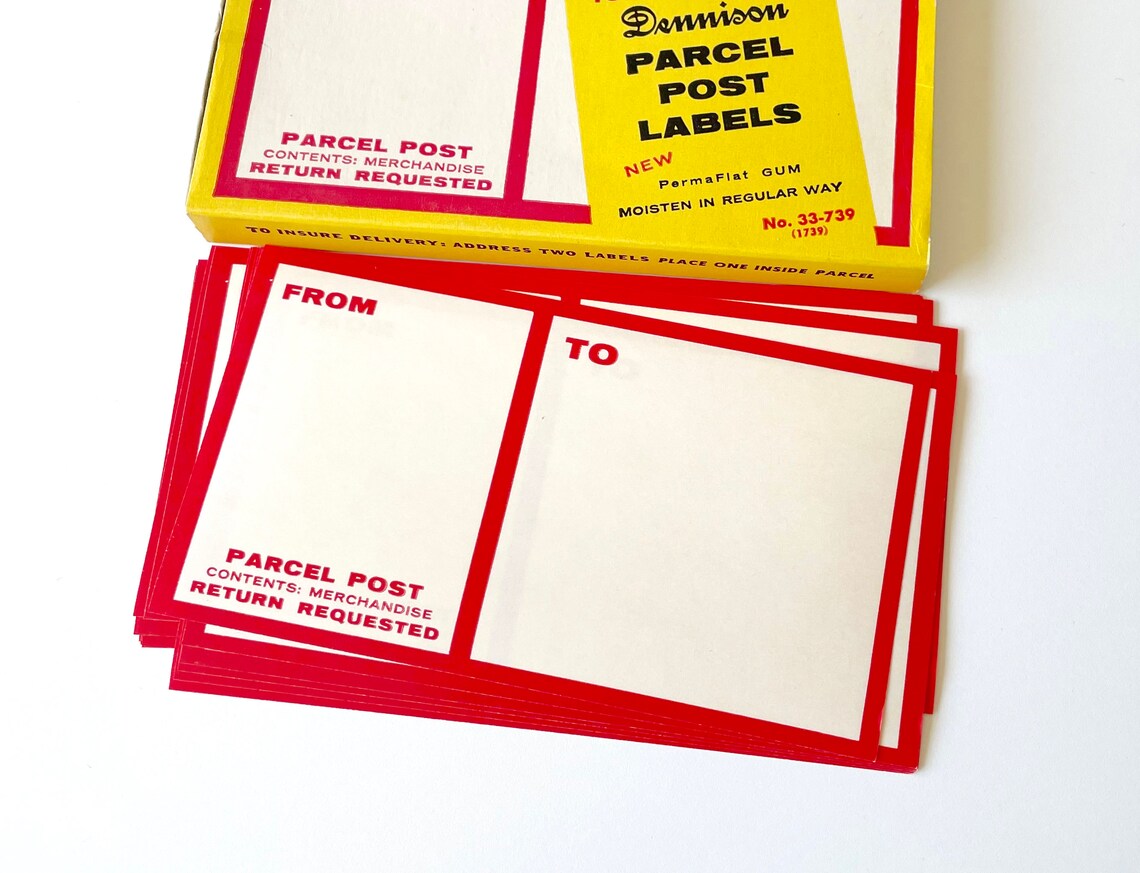 Vintage Dennison Parcel Post Labels Red Bordered Gummed | Etsy