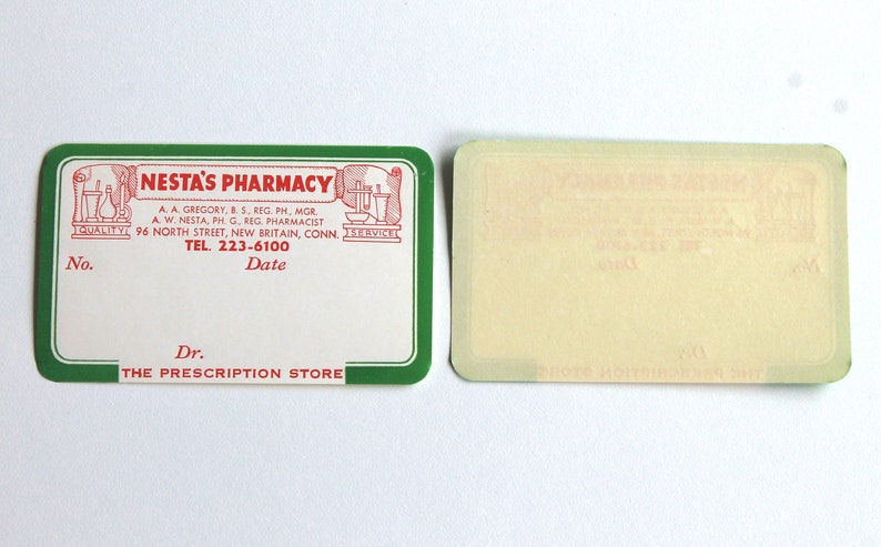 Vintage Nesta's Pharmacy Rx Labels - Blank With Green and Red ...