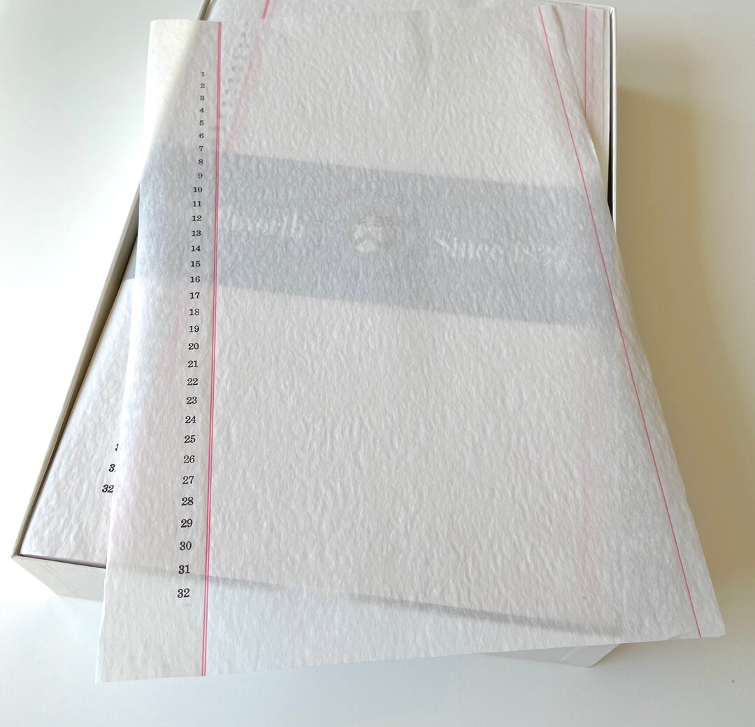 Vintage Onion Skin Paper With Cockle Finish - Red Ruled, Black Numbered ...