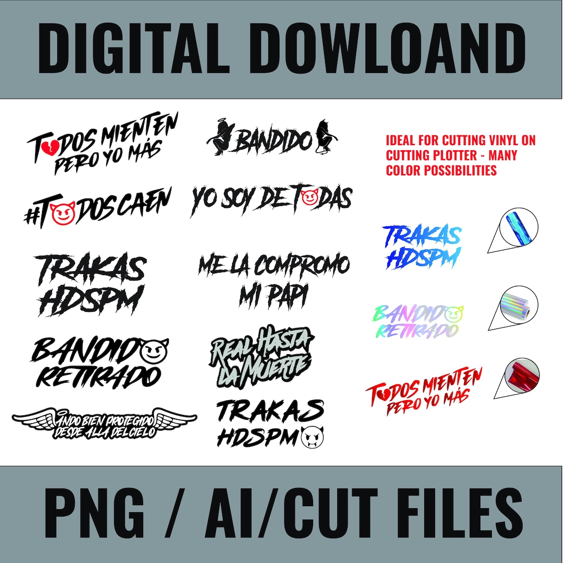 Trakas Pack-hdspm Png, AI, Cut Files for Silhouette, Instant Download ...