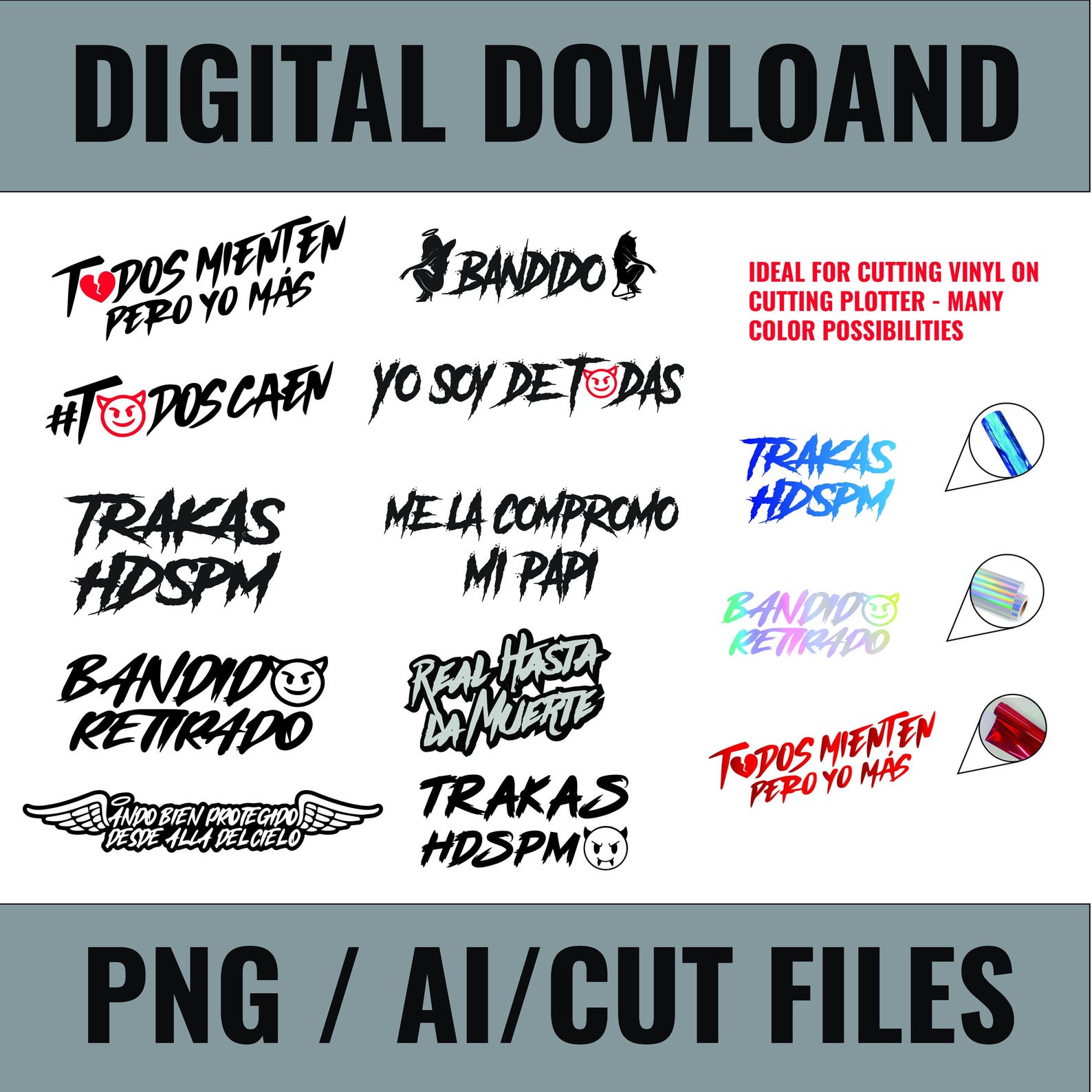 Trakas Pack-hdspm Png, AI, Cut Files for Silhouette, Instant Download ...