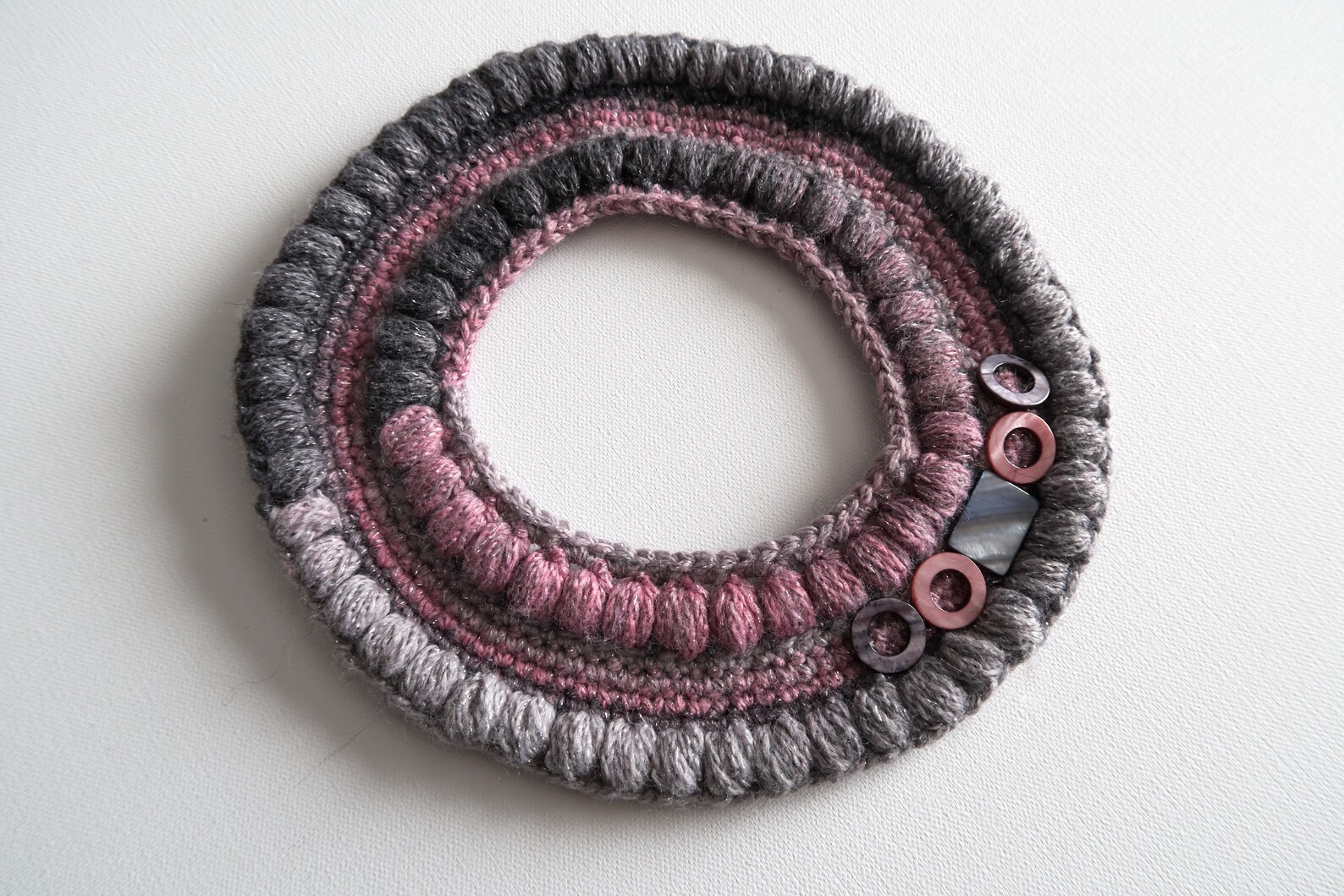 Statement Fiber Collar Choker Light Pink Gray Silver Color - Etsy
