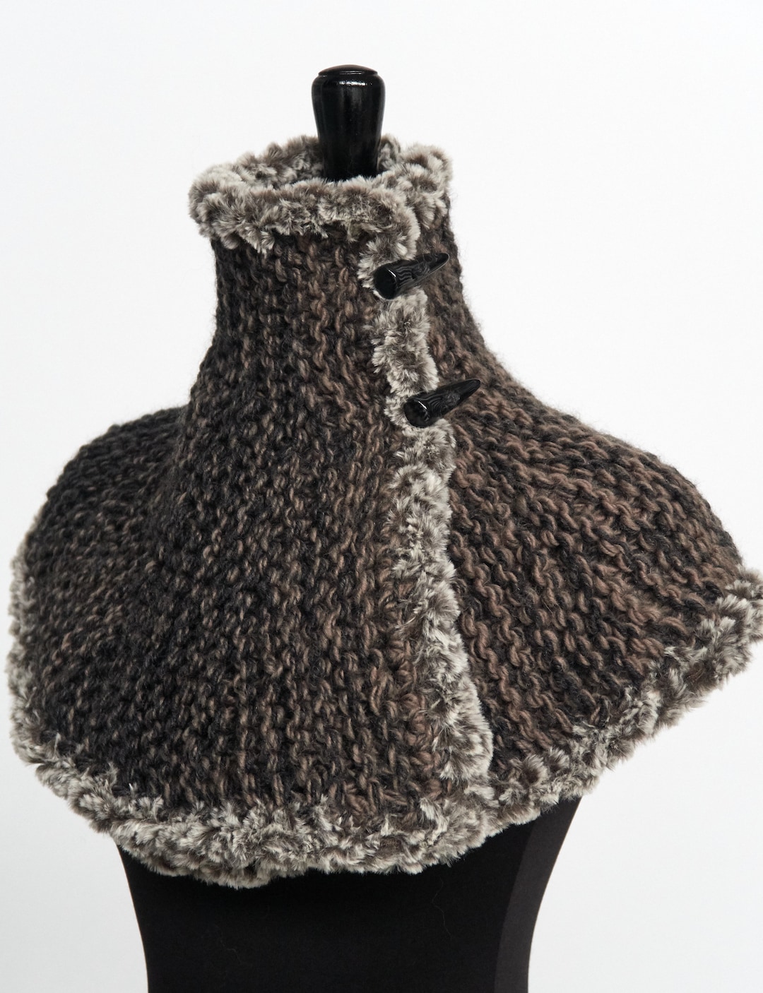 Outlander Inspired Knitted Capelet Cowl Turtleneck With Toggle Buttons ...