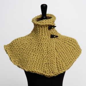 Knitted Capelet Yellow Mustard Color Cowl Turtleneck With Toggle ...