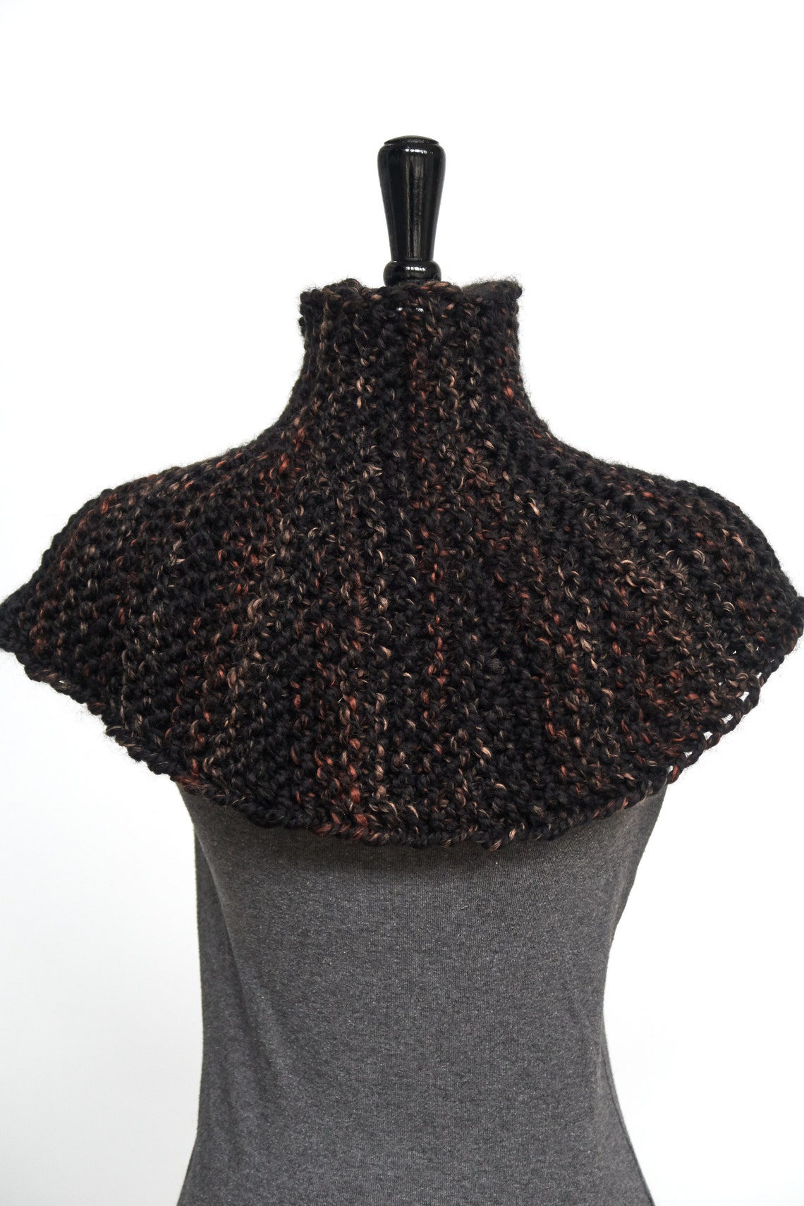 Knitted Black Capelet Cowl Turtleneck With Toggle Buttons - Etsy