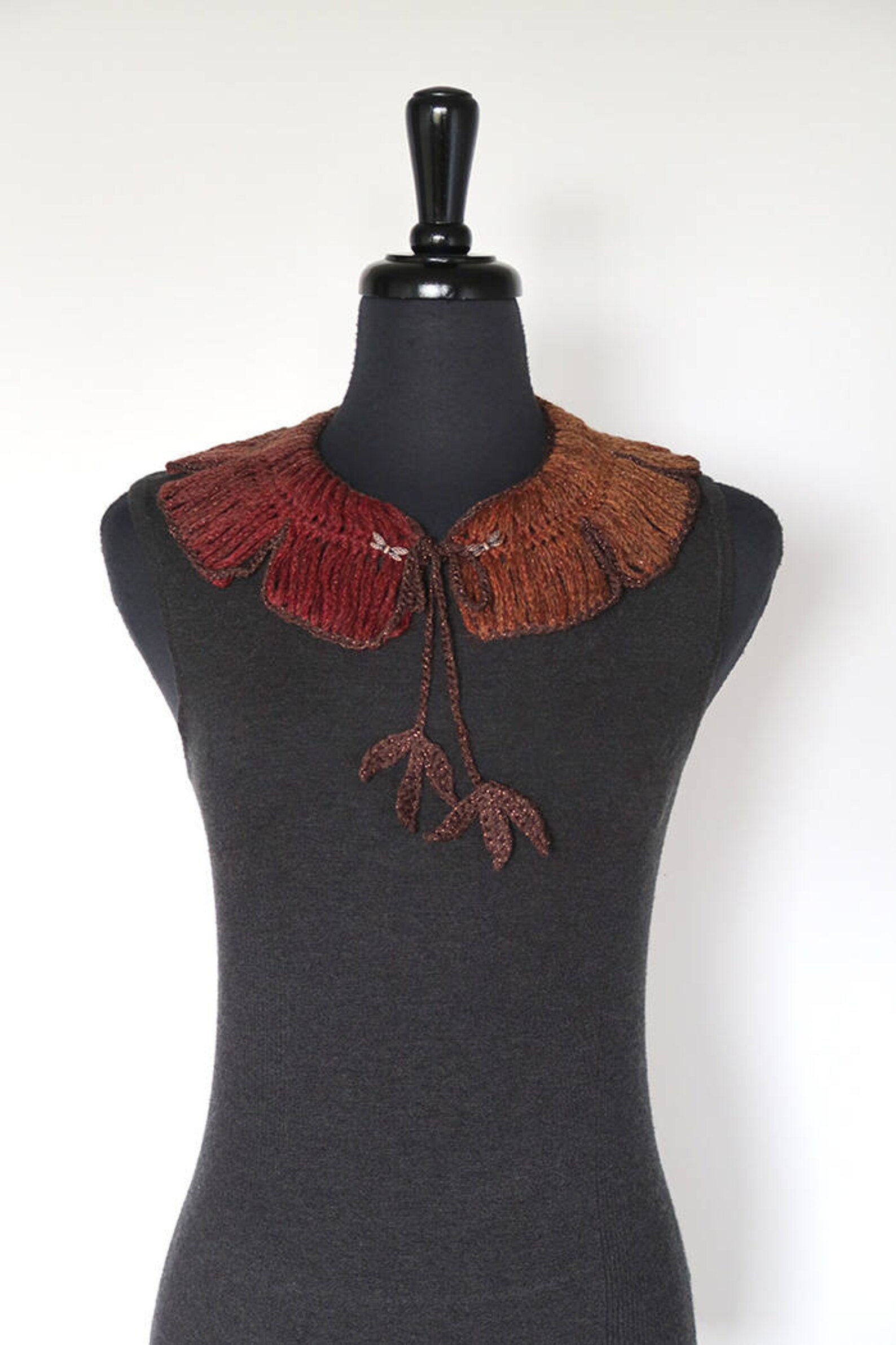 Crochet Collar Brown Hazelnut Chestnut Cinnamon Spice Color Crochet ...
