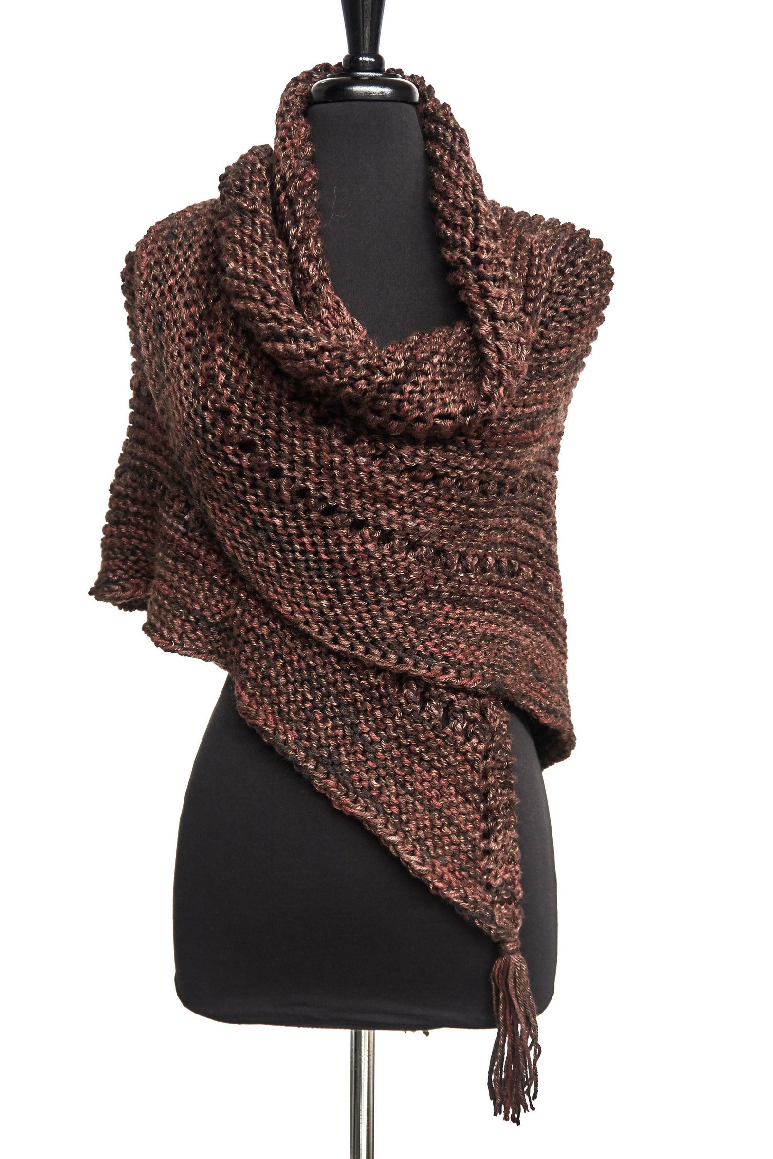 Outlander Inspired Knitted Shawl Rustic Brown Wrap With Tassels - Etsy