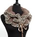 Knitted Scarf Collar Taupe Color Necklet With Cord Ties and Faux Fur ...