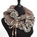 Knitted Scarf Collar Taupe Color Necklet With Cord Ties and Faux Fur ...