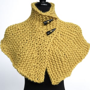 Knitted Capelet Yellow Mustard Color Cowl Turtleneck With Toggle ...