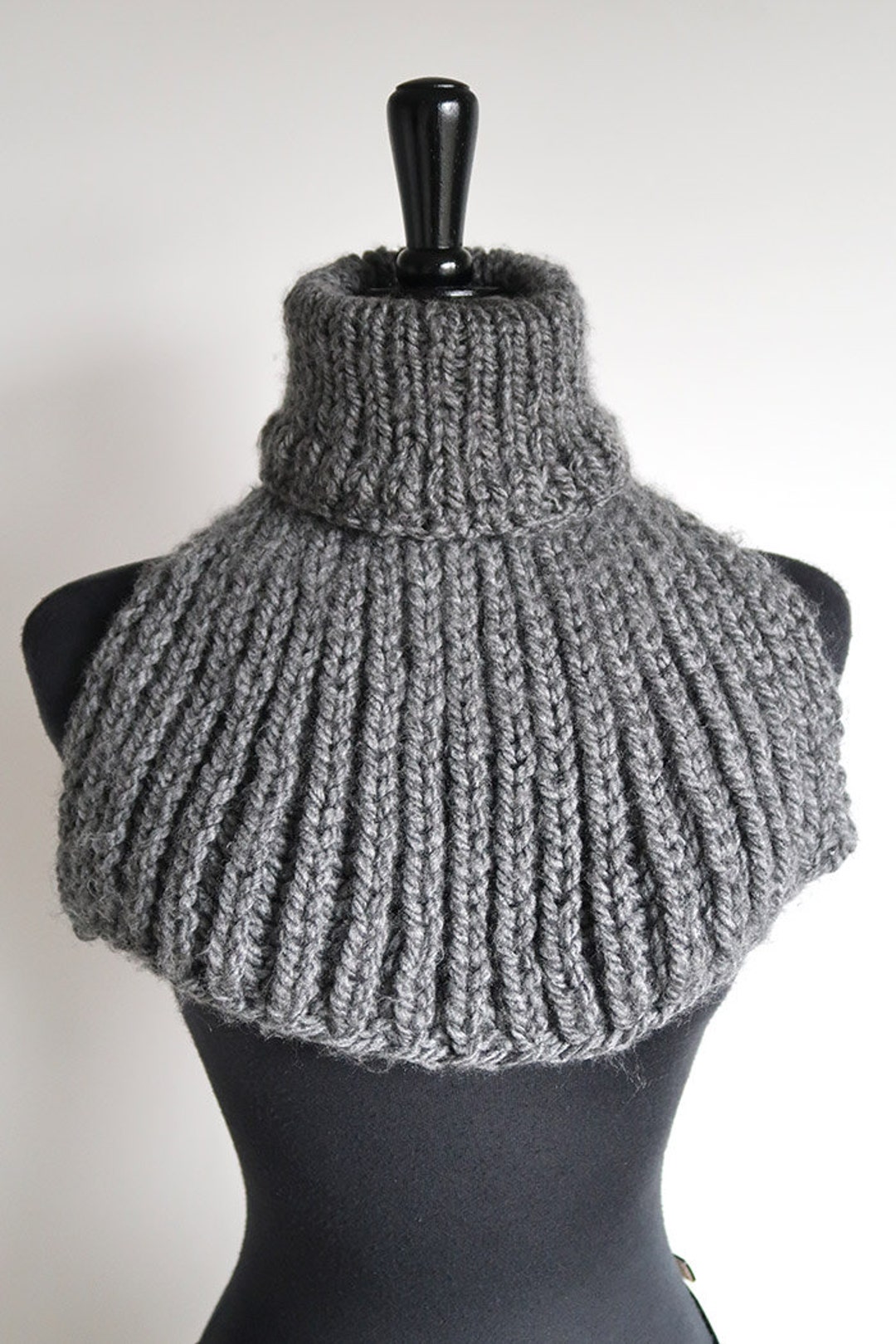 Knitted Gray Turtleneck Unisex Collar Dickey Gaiter Cowl Scarf - Etsy
