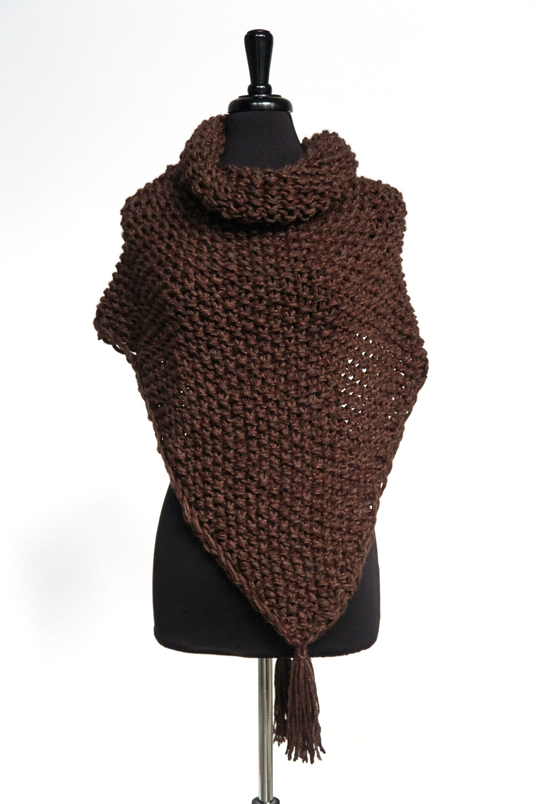 Knitted Shawl Brown Outlander Inspired Wrap With Tassels - Etsy