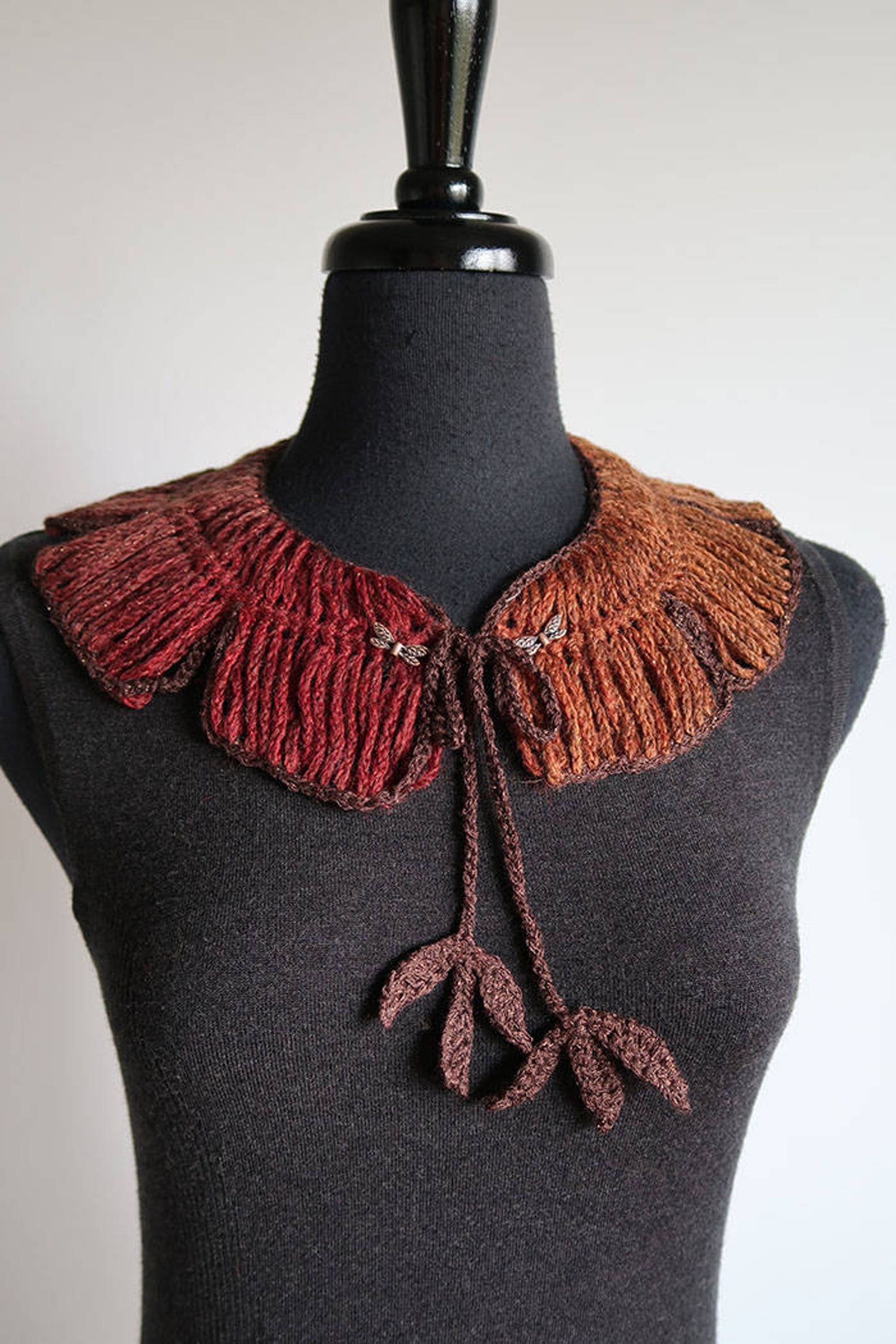 Crochet Collar Brown Hazelnut Chestnut Cinnamon Spice Color Crochet ...
