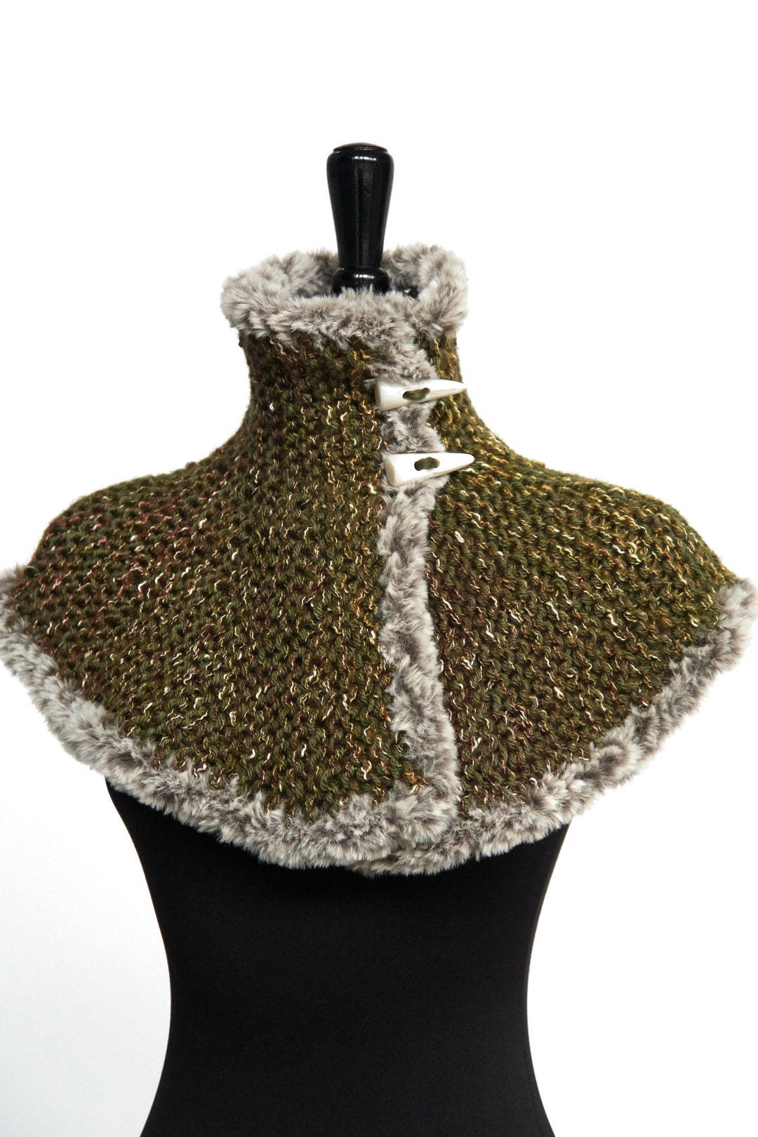Knitted Green Capelet Outlander Inspired Cowl Scarf Turtleneck With ...
