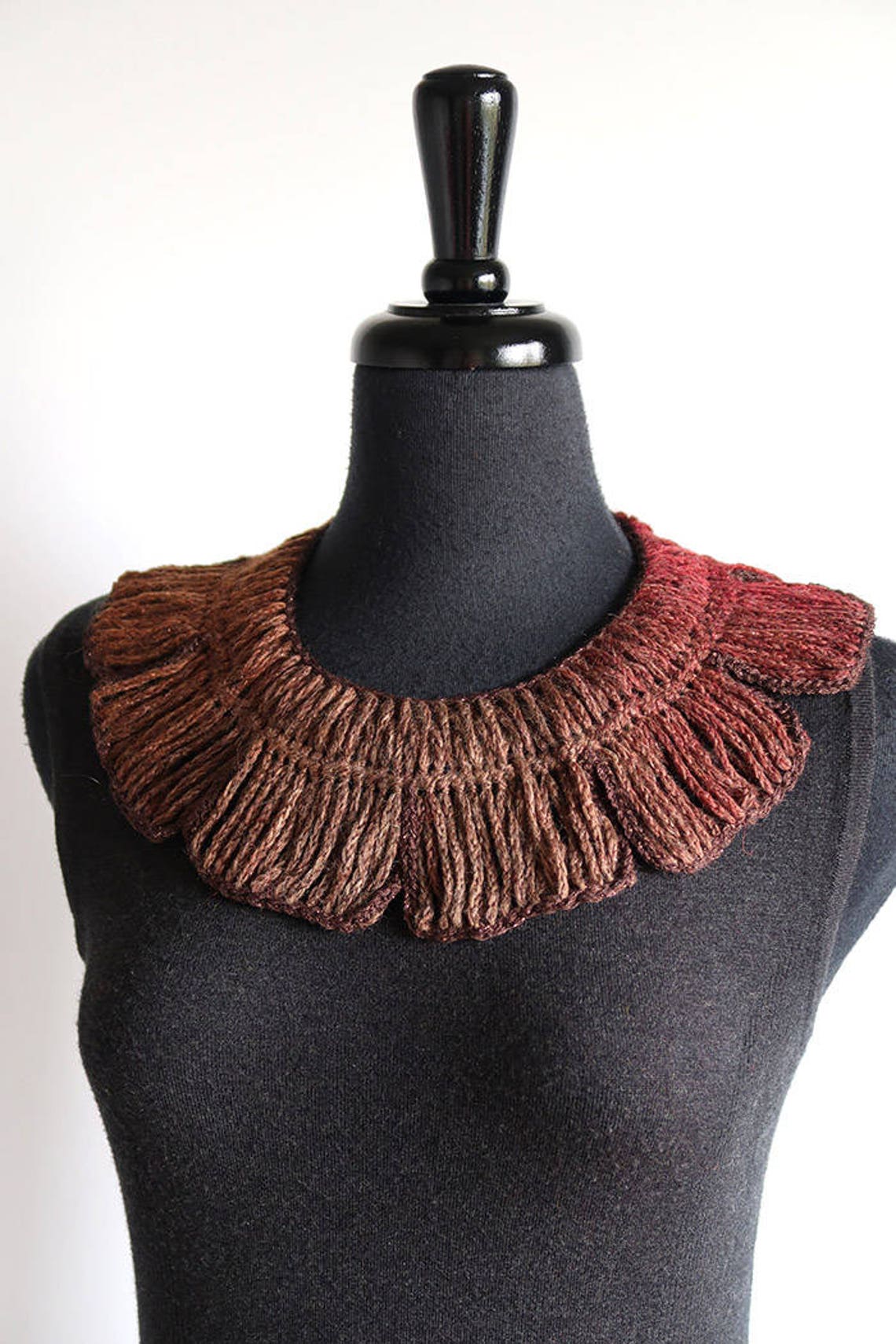 Crochet Collar Brown Hazelnut Chestnut Cinnamon Spice Color Crochet ...