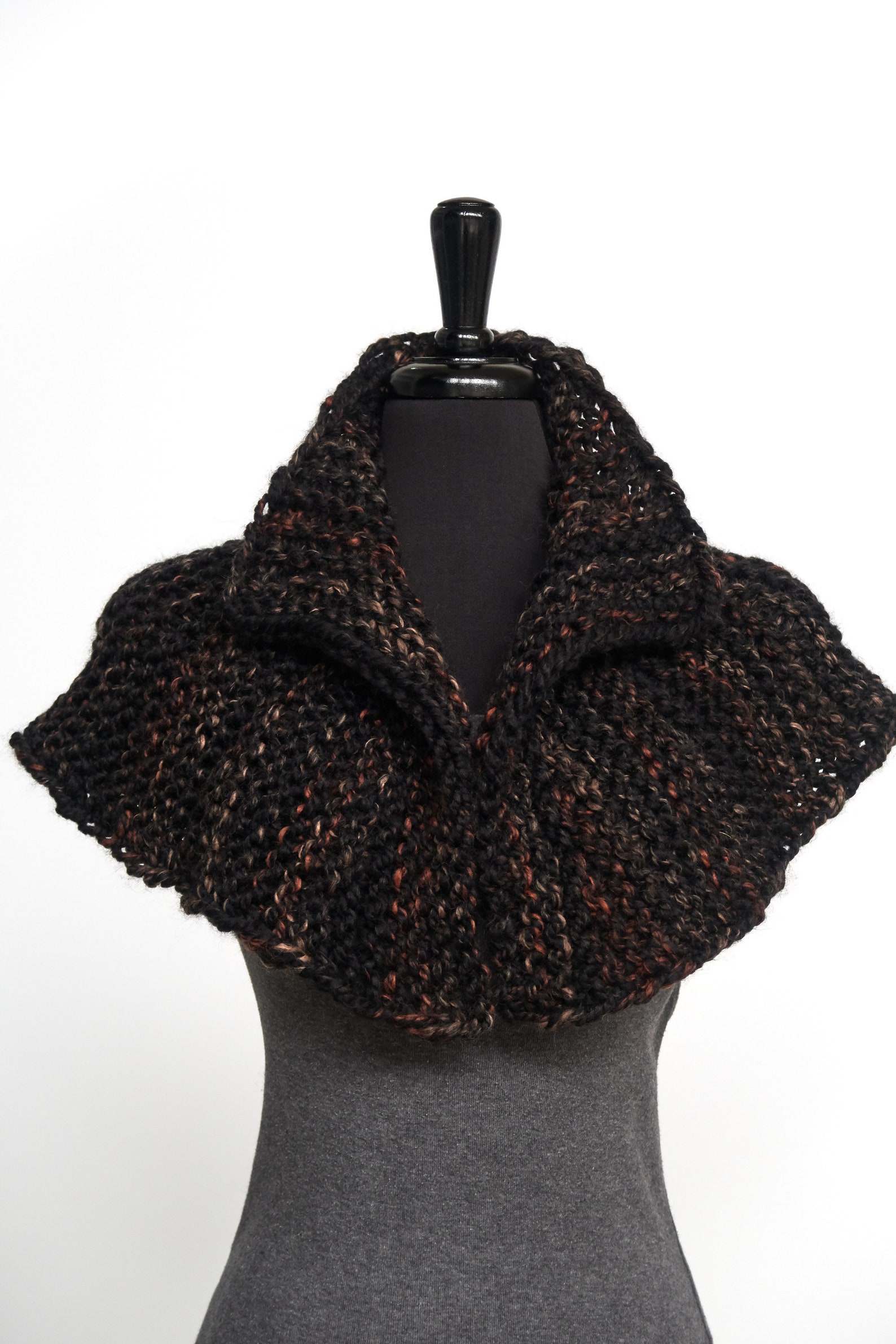 Knitted Black Capelet Cowl Turtleneck With Toggle Buttons - Etsy