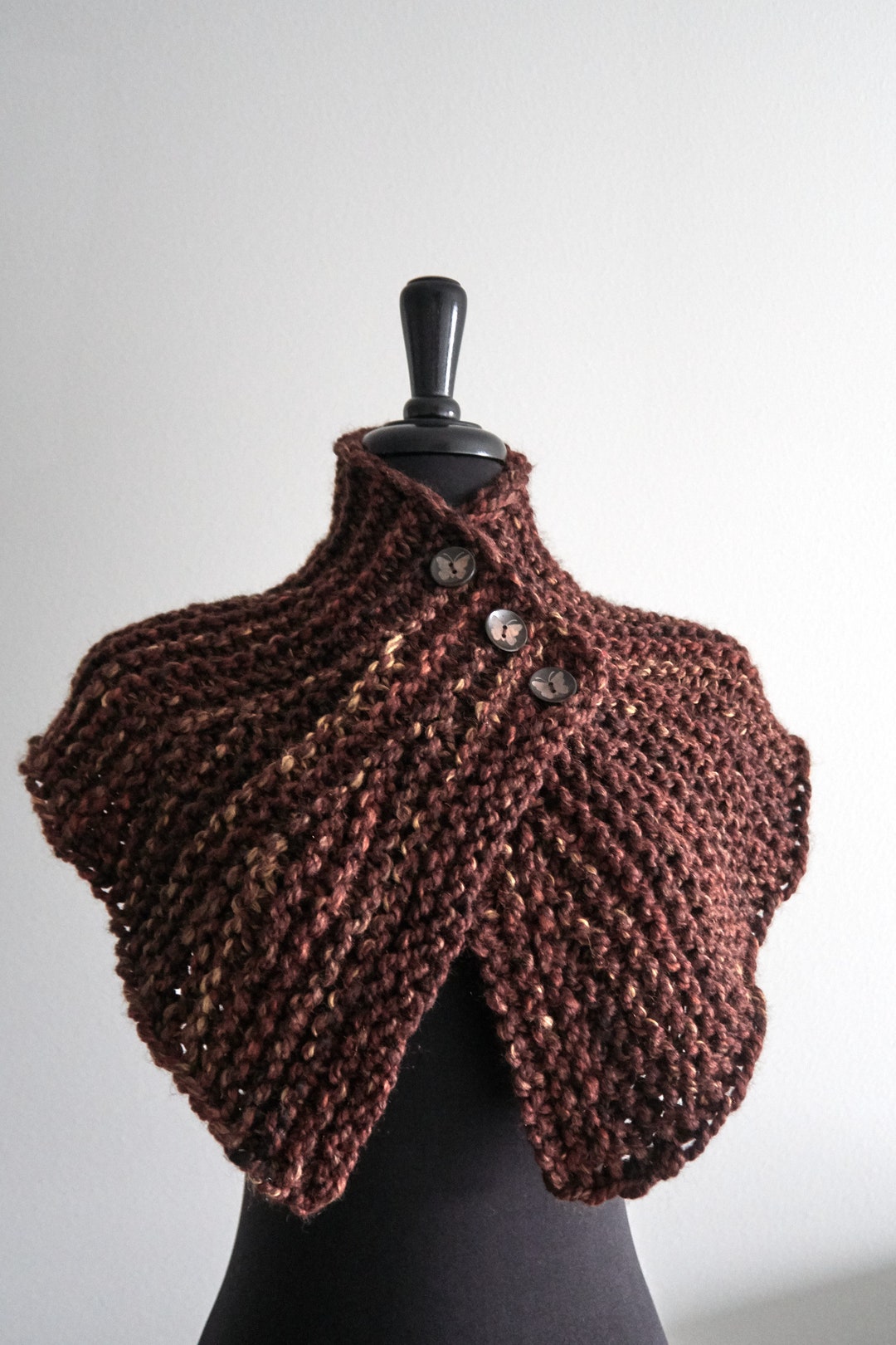Outlander Inspired Knitted Capelet Brown Tweed Collar Cowl Turtleneck ...