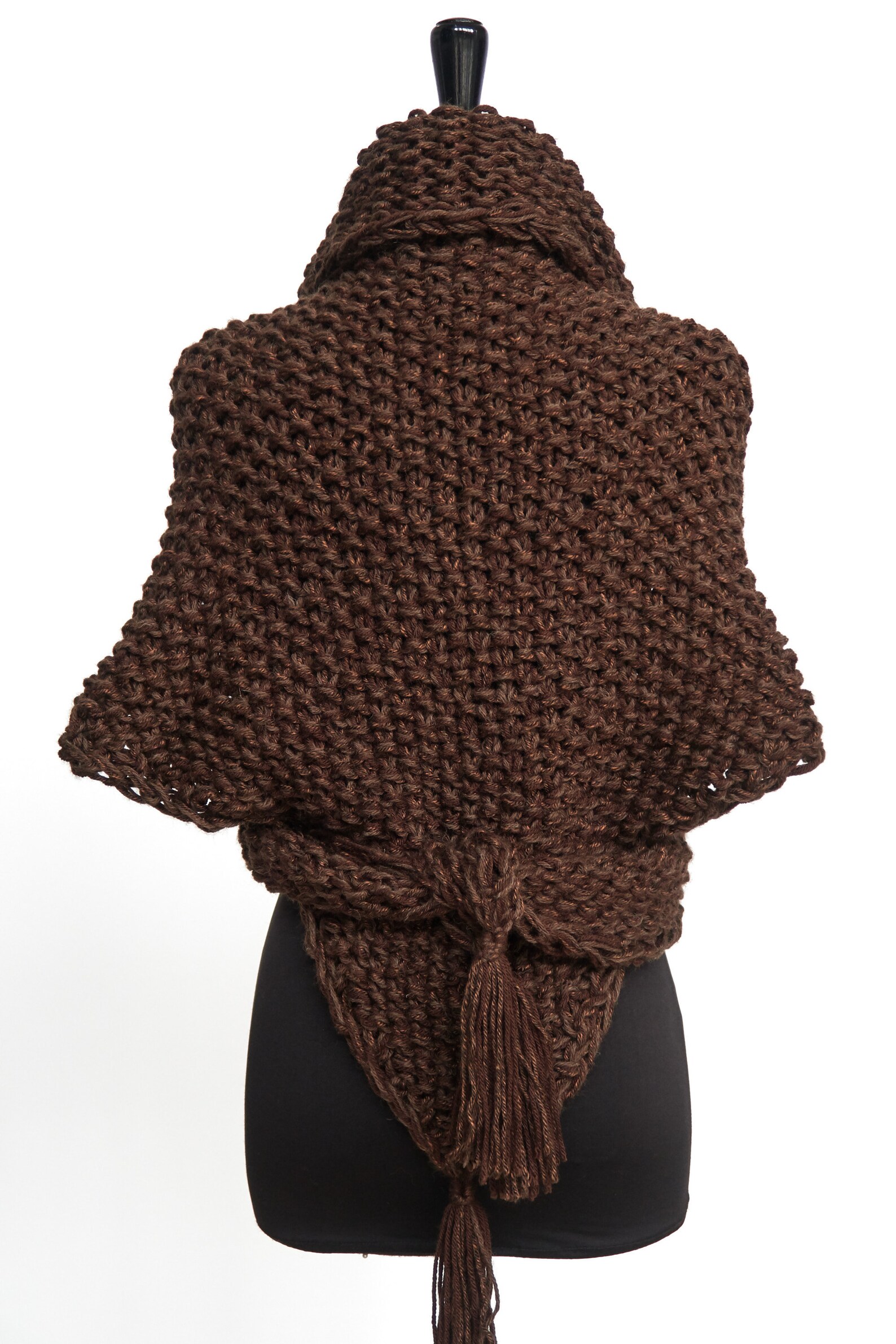 Knitted Shawl Brown Outlander Inspired Wrap With Tassels - Etsy