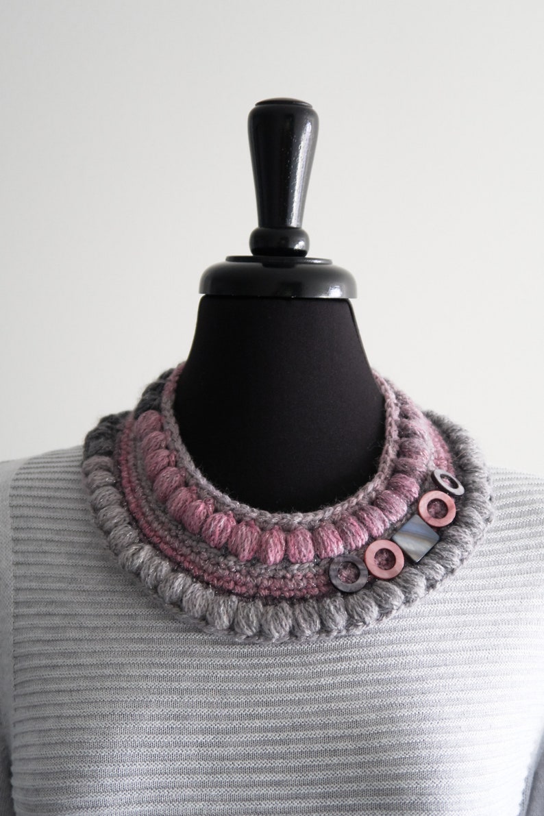 Statement Fiber Collar Choker Light Pink Gray Silver Color - Etsy