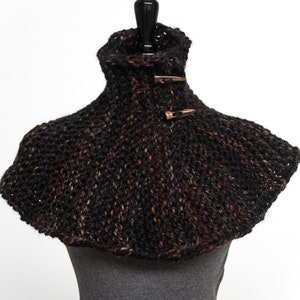 Knitted Black Capelet Cowl Turtleneck With Toggle Buttons - Etsy
