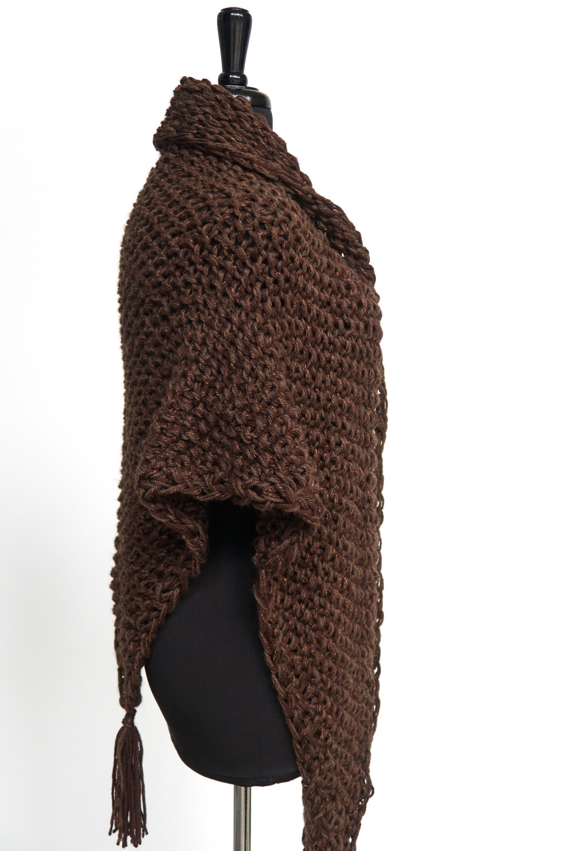 Knitted Shawl Brown Outlander Inspired Wrap With Tassels - Etsy