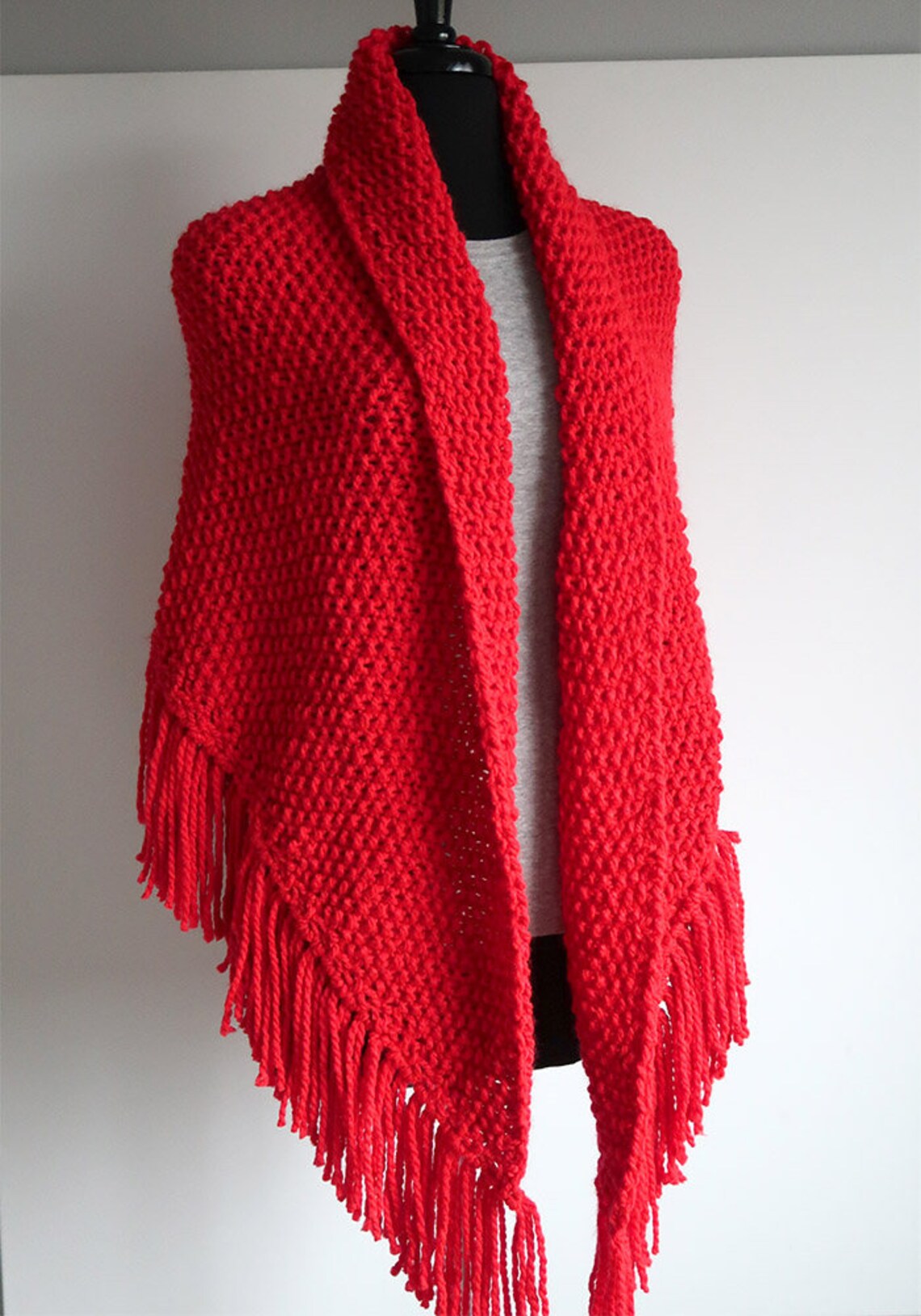 Knitted Wrap Large Size Bright Red Color Knitted Shawl Wedding | Etsy