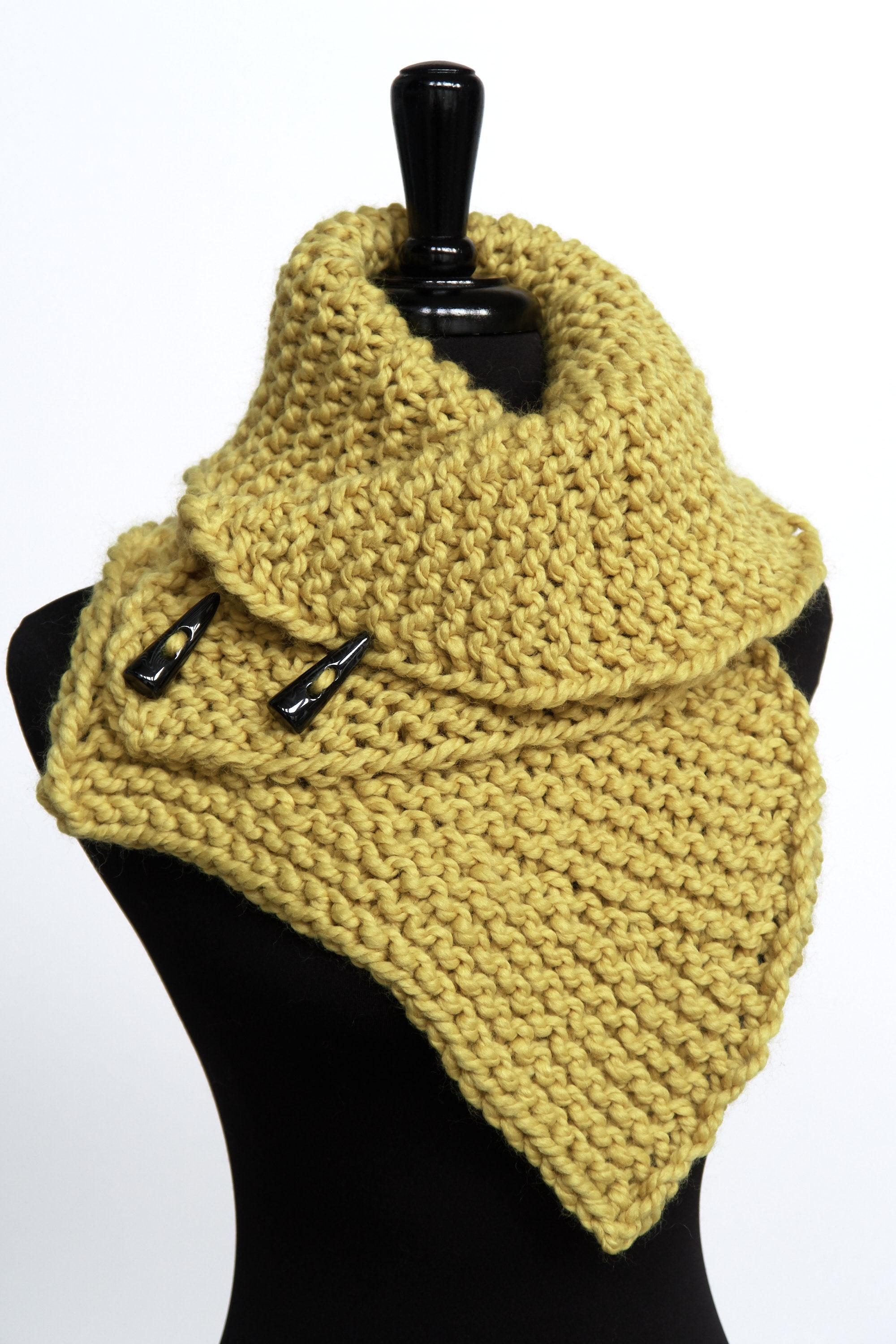 Knitted Capelet Yellow Mustard Color Cowl Turtleneck With Toggle ...