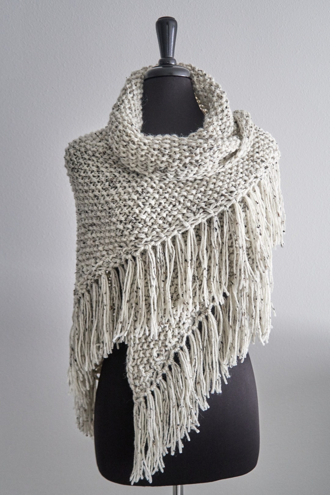 Pure Wool Knitted Shawl off White Light Cream Color Wedding Wrap Stole ...