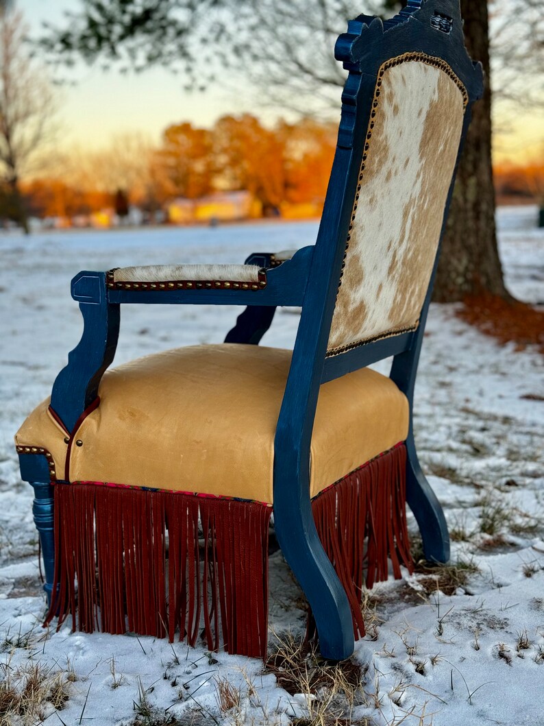 Cowhide Leather Fringe Chair - Etsy