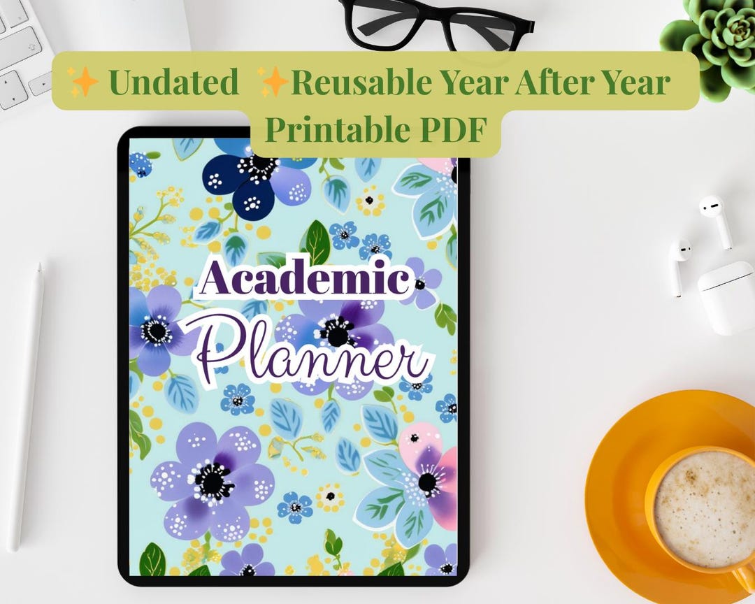 Undated Academic Planner Printable A4 | Student Planner PDF | Study ...