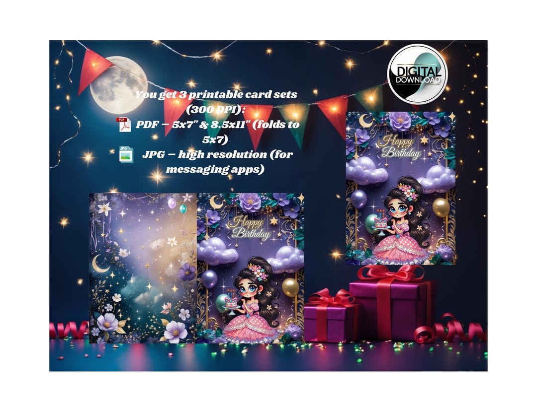 Magical Birthday Card – Printable Birthday Card for Girl, Night ...
