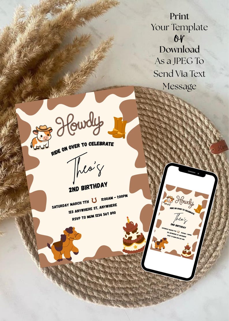 Howdy Come Celebrate - Editable Invitation - Etsy UK