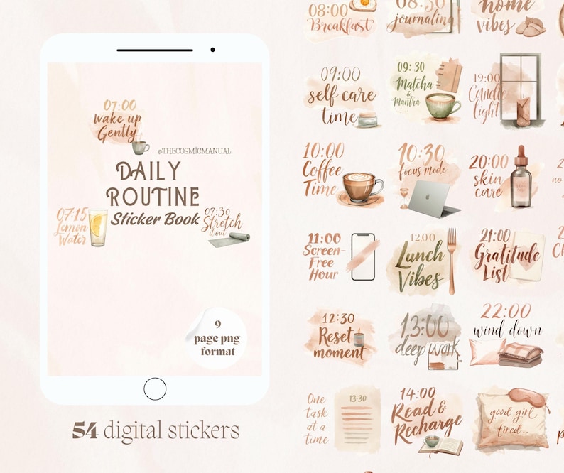54 That Girl Aesthetic Daily Routine Digital Stickers – Self Care ...