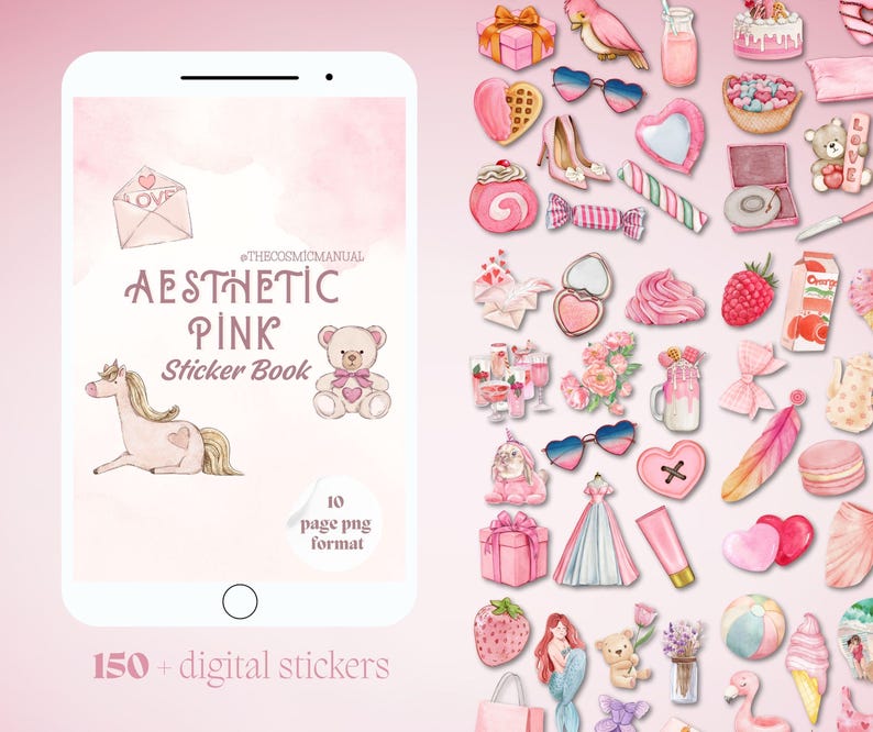 Pink Sticker Book – 181 PNG Stickers (digital Download - Etsy