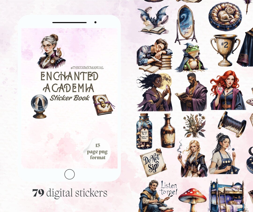 Enchanted Academia - 79 Magical Digital Stickers (PNG Format) Witchy ...