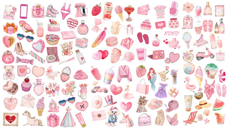 Pink Sticker Book – 181 PNG Stickers (digital Download - Etsy Canada