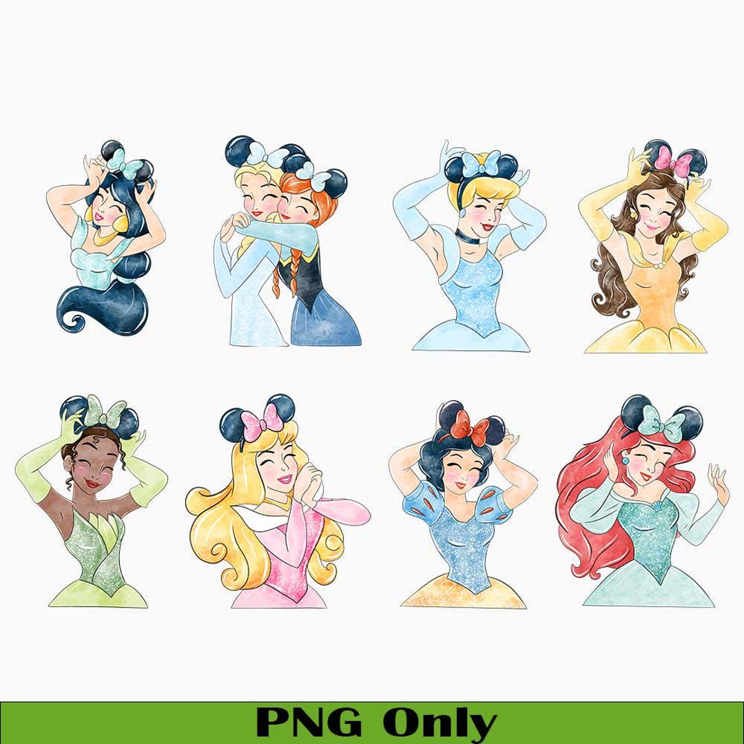 Princess Mouse Ears Clipart PNG Bundle, Girls Trip PNG, Cute Princess ...